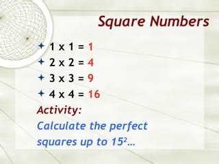 Perfect Squares Square Roots Lesson PPT