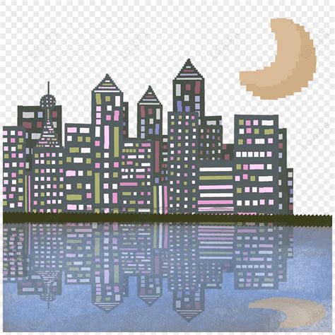 픽셀 아트 게임 일러스트 도시 거리 장면 어두운 밤 달 부드러운 이차원 거리 풍경 Png 일러스트 무료 다운로드 Lovepik