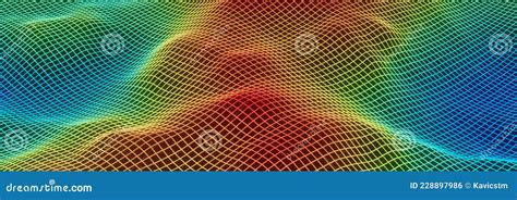3d Abstract Grid Topography Gradient Mesh Terrain Stock Illustration Illustration Of