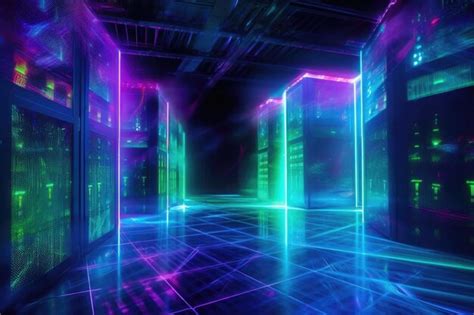 Premium Ai Image Holographic Data Center With Glowing Servers Created With Generative Ai