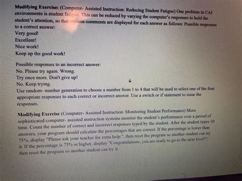 solved modifying exercise computer assisted instruction