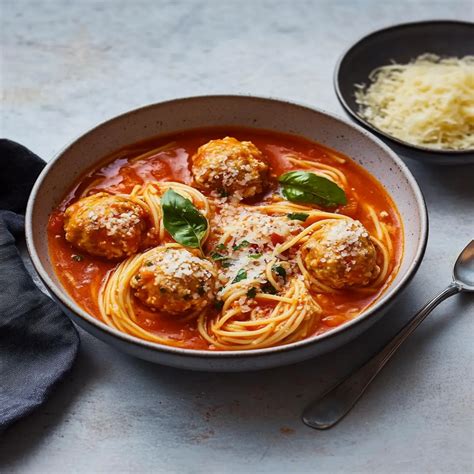 Delicious Spaghetti And Chicken Meatball Soup Recipe In 30 Minutes