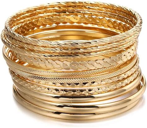 Boho Gold Bangle Bracelets For Women Bohemian Stackable Bracelets Sets