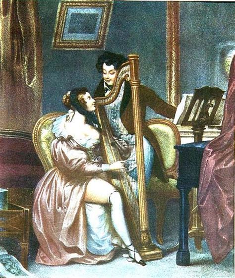 Rule 34 Achille Deveria Antique Black Hair Brown Hair Fine Art Harp