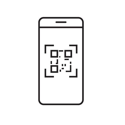 QR Code Scanning Smartphone App Linear Icon Matrix Barcode Scanner Thin Line Illustration D