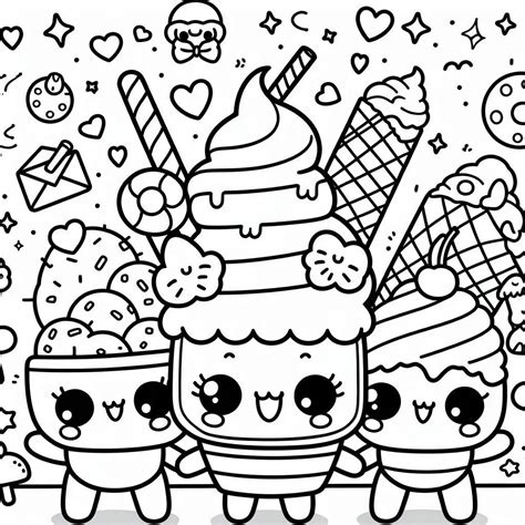 56 Páginas Para Colorear De Helados Kawaii Delicias Lindas