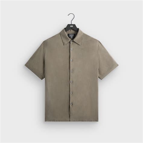Giorgio Armani And Kith Silky Short Sleeve Button Up Gravel