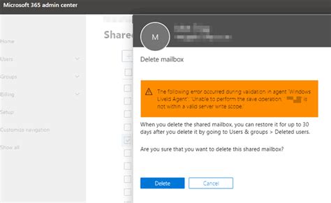 Error Deleting Shared Mailbox In Office Exchange Online Tech Explorer