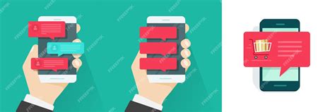 Premium Vector Cell Phone Notification Notice Push Chat Text Message Icon Mobile Cellphone