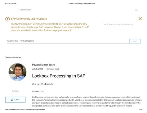 Lockbox Processing In Sap Sap Blogs Community Sap Community Log In Update In A Few Months Sap