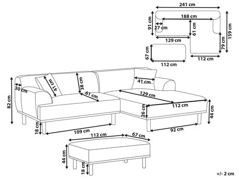 Ecksofa 3 Sitzer Holt Stoff Beige Mit Ottomane Linksseitig Belianiat