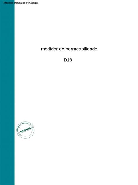 Medidor Permeabilidade Sd23 Pdf Impressão Usb