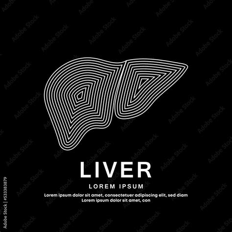 Human Liver Medical Structure Simple Line Art Liver Vector Logotype