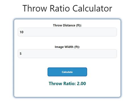 Throw Ratio Calculator Savvy Calculator