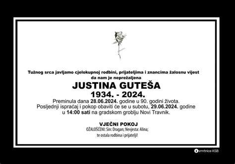 Justina Guteša Osmrtnice Ksb