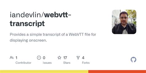 github iandevlin webvtt transcript provides a simple transcript of a