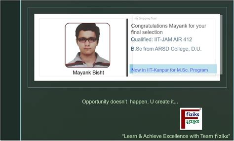 Physicsbyfiziks Congratulations Mayank Bisht On Your