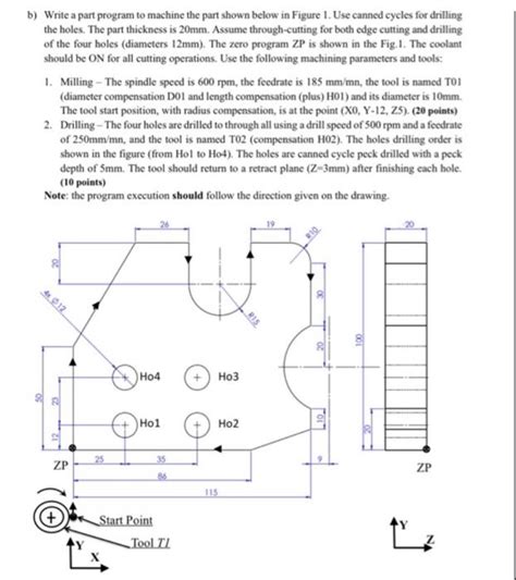 Solved B Write A Part Program To Machine The Part Shown