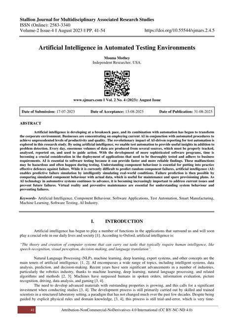 Pdf Artificial Intelligence In Automated Testing Environments