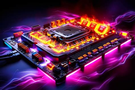 Ai Processor With Glowing Circuits Cyber Technology High Tech
