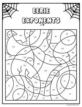 Halloween Exponents Adding And Subtracting Color By Number Worksheet