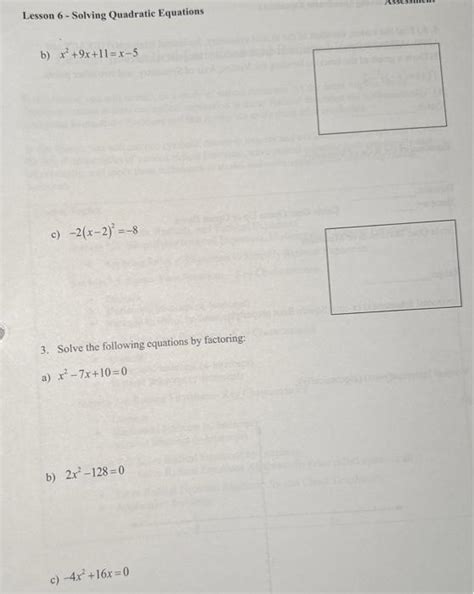 Solved Lesson 6 Solving Quadratic Equations B