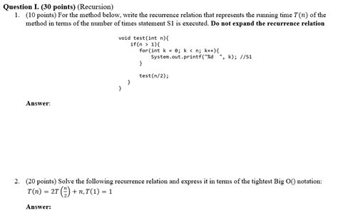 Solved Question I 30 Points Recursion 1 10 Points
