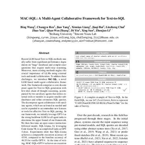 Mac Sql A Multi Agent Collaborative Framework For Text To Sql Acl