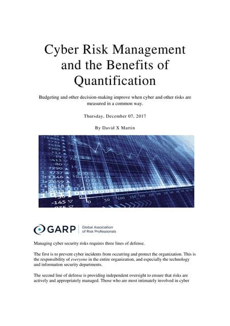 Cyber Risk Management And The Benefits Of Quantification Pdf