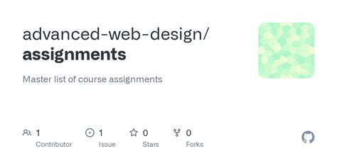 GitHub Advanced Web Design Assignments Master List Of Course Assignments