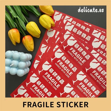 50pcs Fragile Sticker Fragile Label Warning Label Mudah Pecah 防摔贴纸 Shopee Malaysia