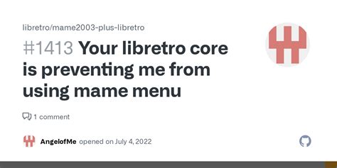 Your Libretro Core Is Preventing Me From Using Mame Menu Issue Libretro Mame Plus