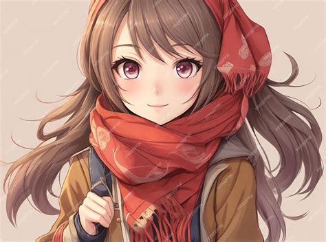 Premium Ai Image An Anime Girl With Scarf Character Cartoon
