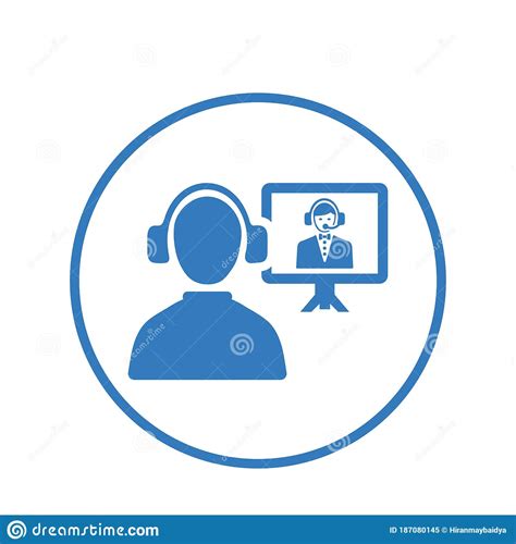Online Job Interview Thin Line Icon Monitor And Silhouette Of Man With