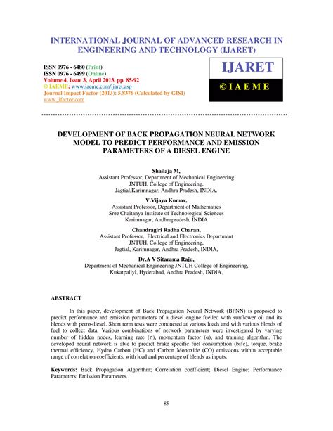 Development Of Back Propagation Neural Network Model To Predict