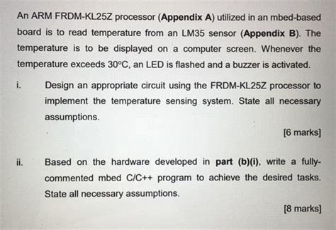 Solved An Arm Frdm Kl25z Processor Appendix A Utilized In An Mbed