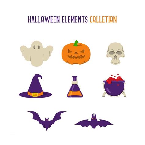 Free Vector Set Of Cute Halloween Elements