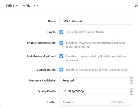 Radarr Does Not Honor The Folder Set In Lists IMDB Settings Issue Radarr Radarr GitHub