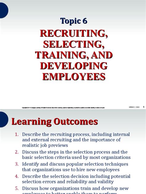 Topic 6 Recruiting Selecting Training And Developing Employees 1 Pdf