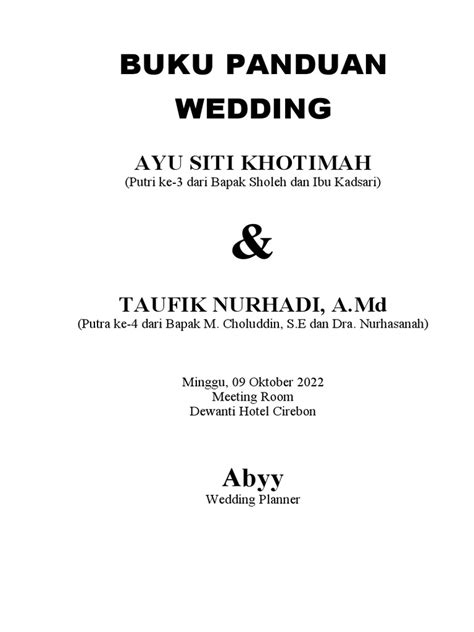 Contoh Rundown Pernikahan Pdf