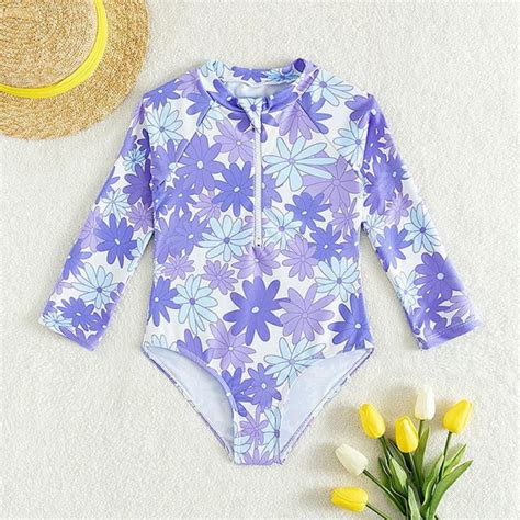 Gyratedream Girls One Piece Swimsuits Long Sleeve Swimsuit Rash Guard