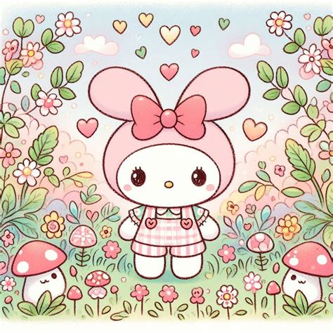 My Melody With Pink Overalls 7 Ai Drawing By Cuddlesnam On Deviantart