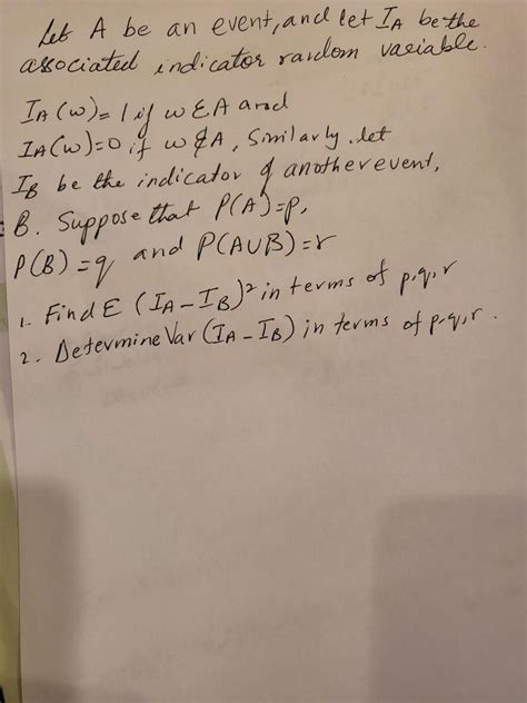 solved let a be an event and let ia be the asociate