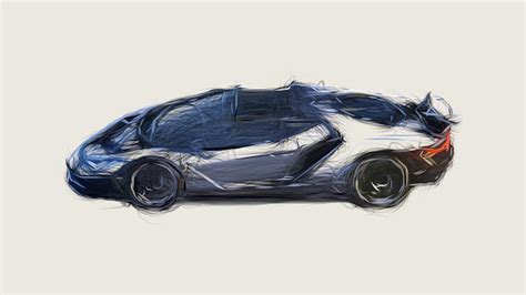 Lamborghini Centenario Roadster Car Drawing 2 Digital Art By Carstoon