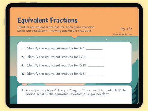 Identify Equivalent Fractions Worksheet NF B A NF B NF B Workybooks