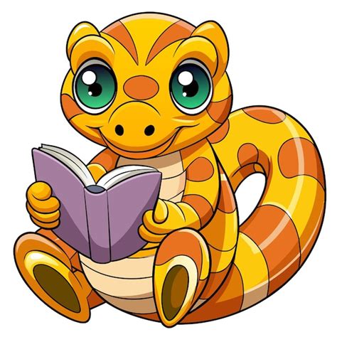 Banana Ball Python Reading Vector Kawaii Premium AI Generated Vector
