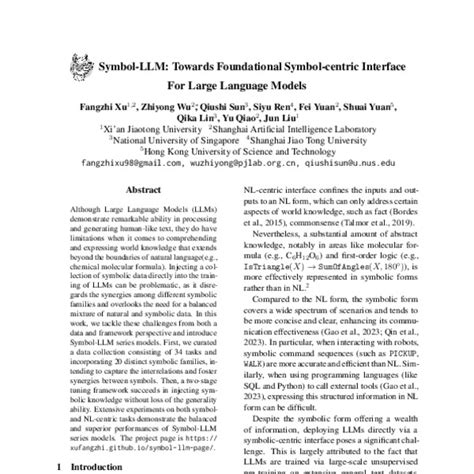Symbol Llm Towards Foundational Symbol Centric Interface For Large