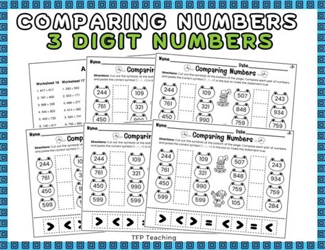 Comparing Three Digits Numbers Greater Than Less Than And Equal Worksheet
