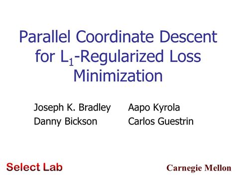 parallel coordinate descent for l1 regularized loss minimization ppt
