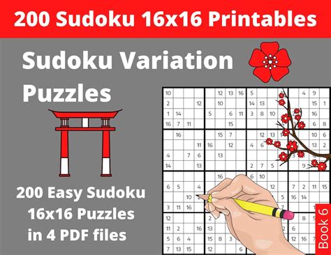 Buy Easy 16x16 Sudoku Puzzles Printable Pdf 200 Sudoku Variation Worksheets Library